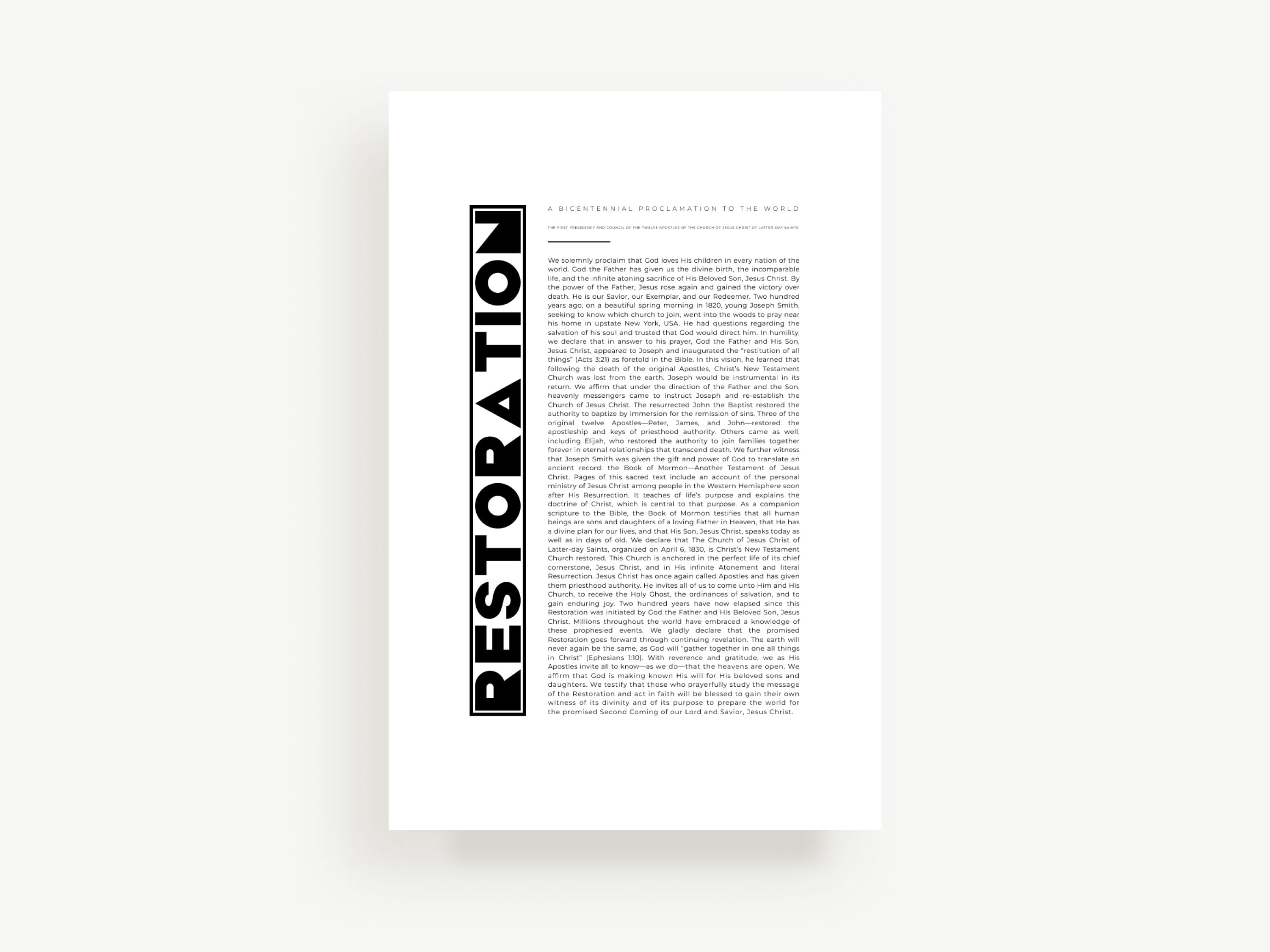 Family Proclamation, Living Christ and Restoration Proclamation Bundle ...