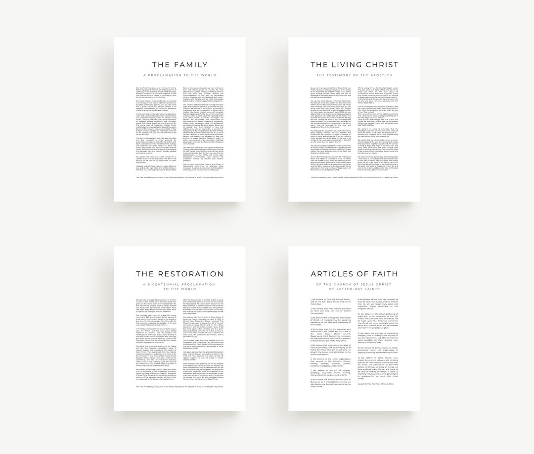 Living Christ, Family Proclamation, Restoration Proclamation, Articles ...