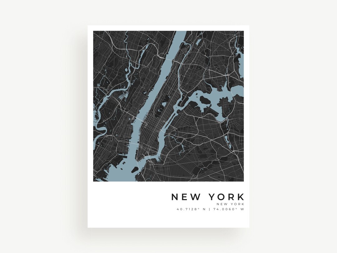 New York Map Print Poster | New York City Road Map Art | Custom Map ...