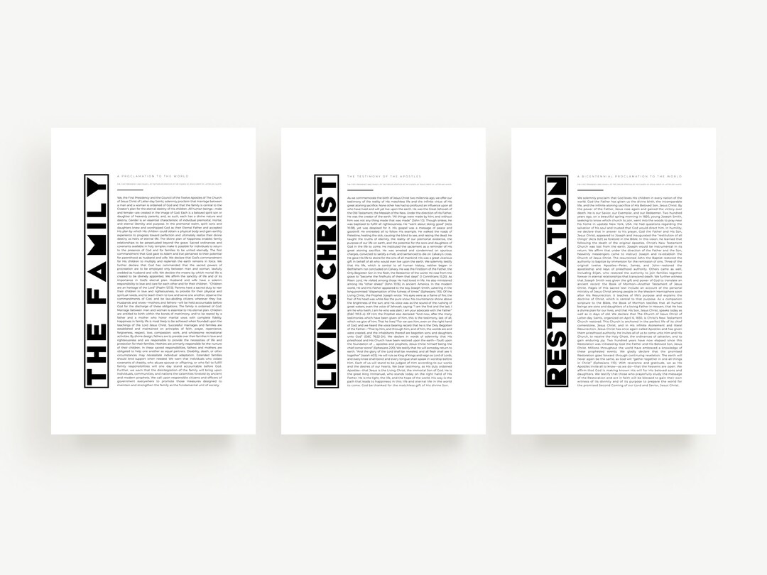 Family Proclamation, Living Christ and Restoration Proclamation Bundle ...