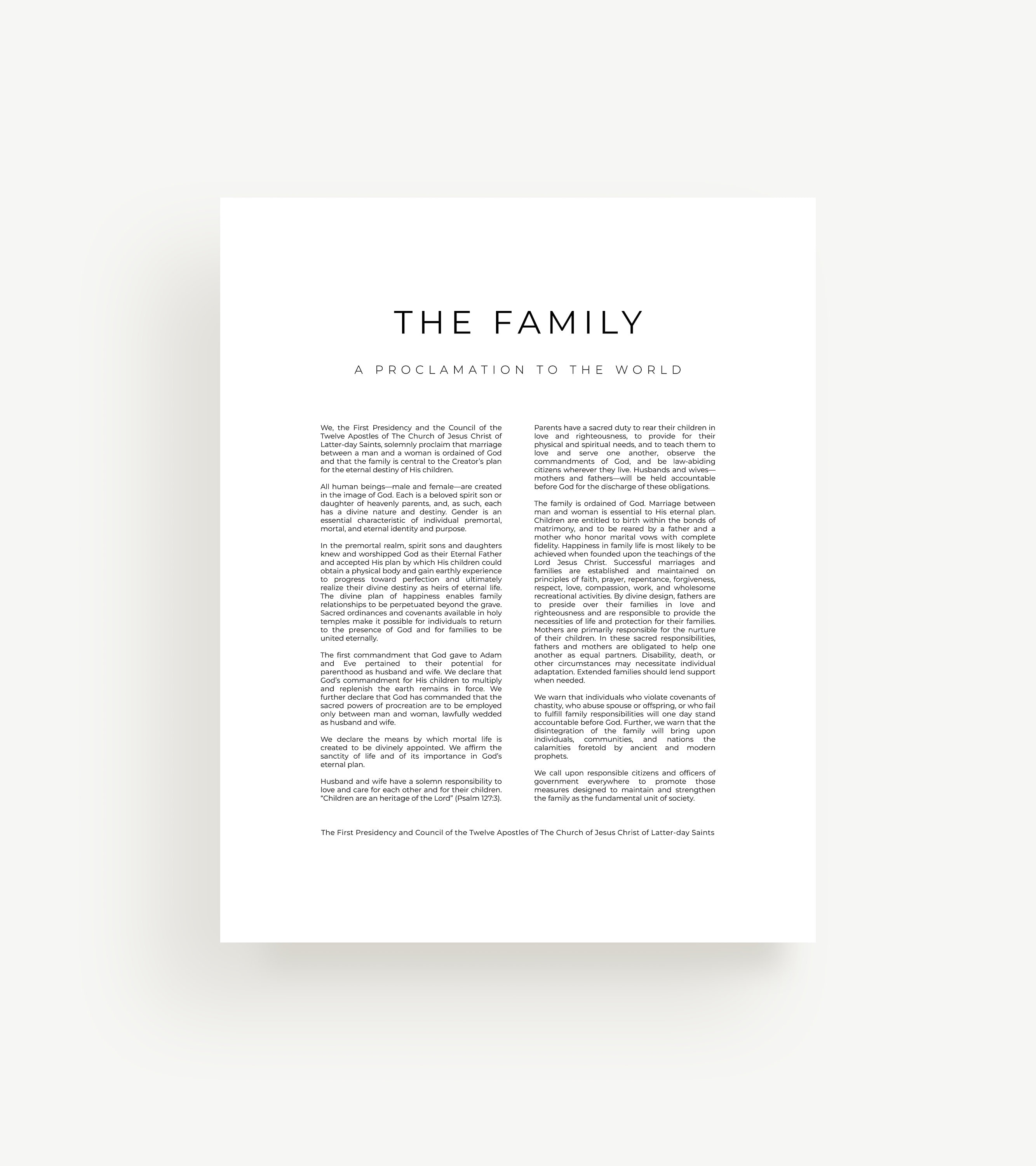 Family Proclamation to the World | Modern LDS Prints | | Instant ...