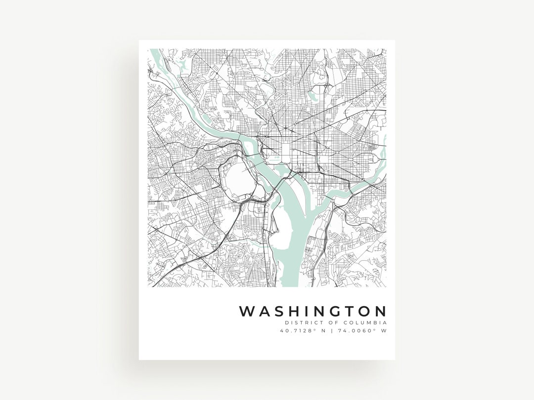 Washington DC Map Print Poster | Washington DC City Road Map Art ...