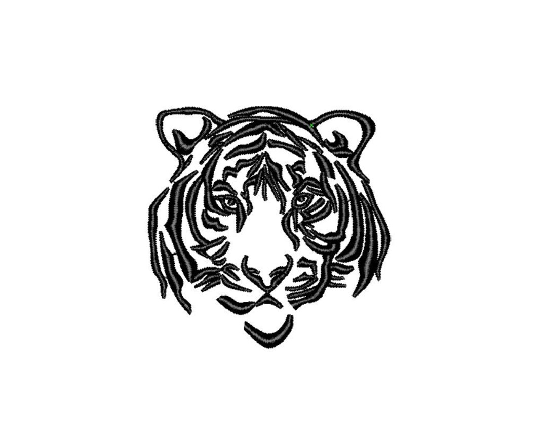 Tiger Head Outline Embroidery Design — Single-color Line Art — Instant ...