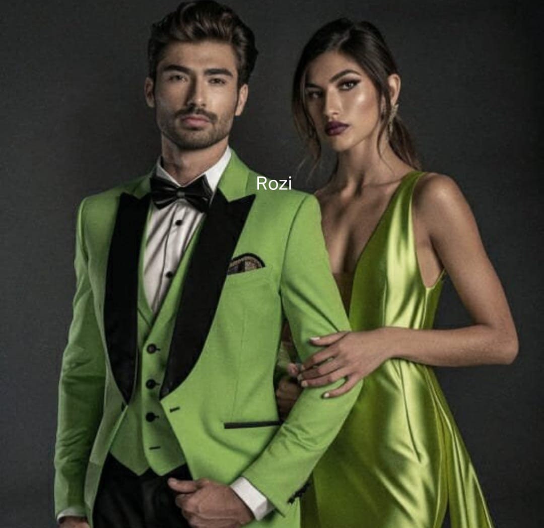 Parrot Green Three Piece Suit , Tuxedo Wedding Suits for Men ,bespoke ...