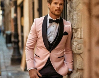 Suits for Men Dusty Rose, Men Suits 3 Piece, Slim Fit Suits, One Button ...