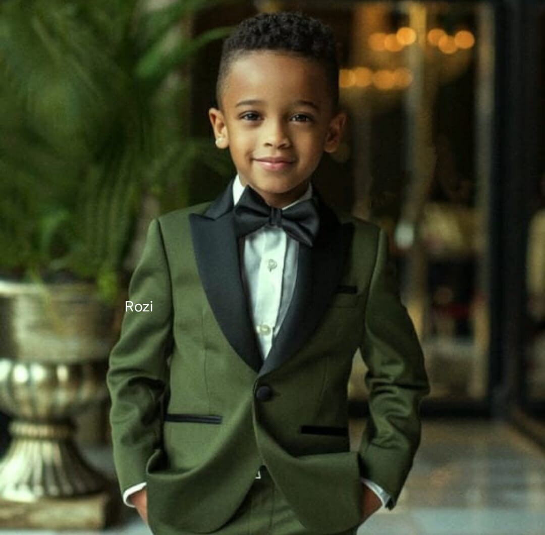 Green Slim Fit Suits, Boys Elegant 2 Piece Suits, Toddler Suits ...
