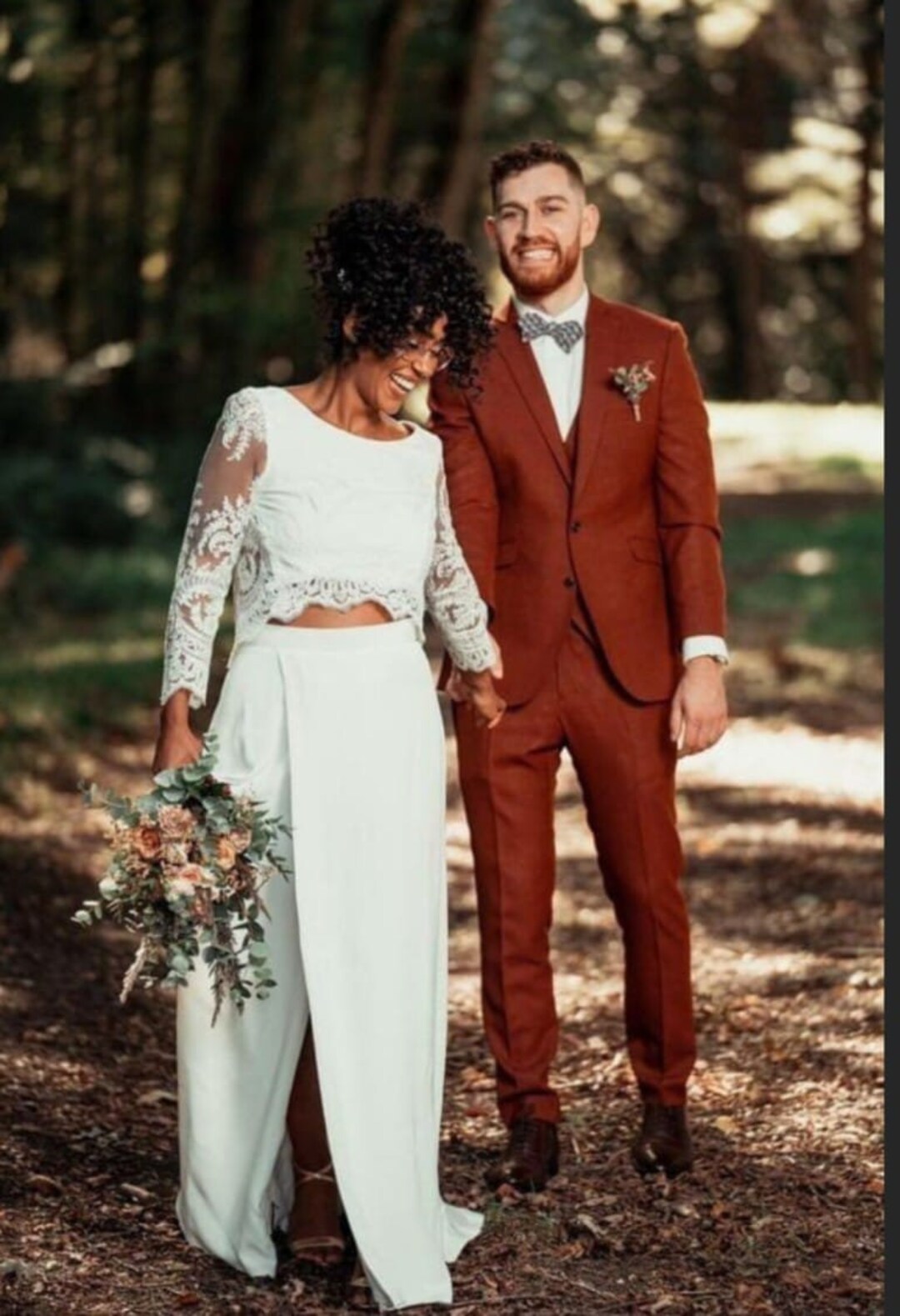 Men Three Piece Rust Colored Suit, Custom Made Wedding Suits, Bespoke ...