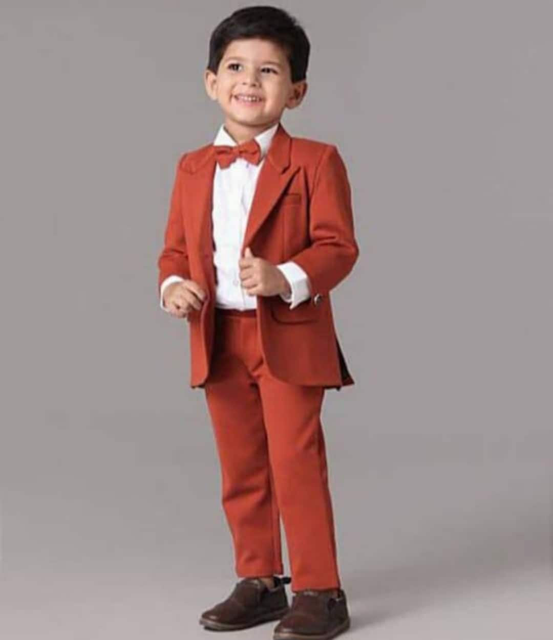 Kids & Boys Suits Boy's Wedding Suit Suit for Boy's Three Pieces Rust ...
