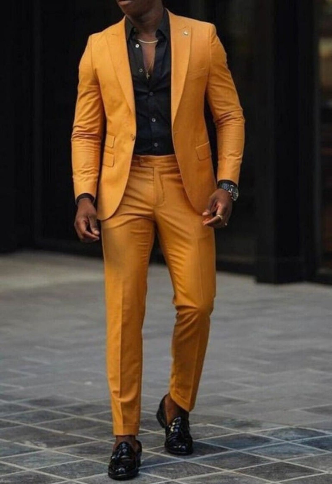 Man Mustard Yellow Suit 2 Piece Suit-wedding Suit for Groom & Groomsmen ...