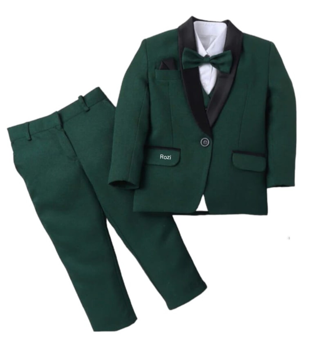 Kid's & Boy's Suit Slim Fit Green Suit 3 Piece Suit Wedding Wear Boy ...