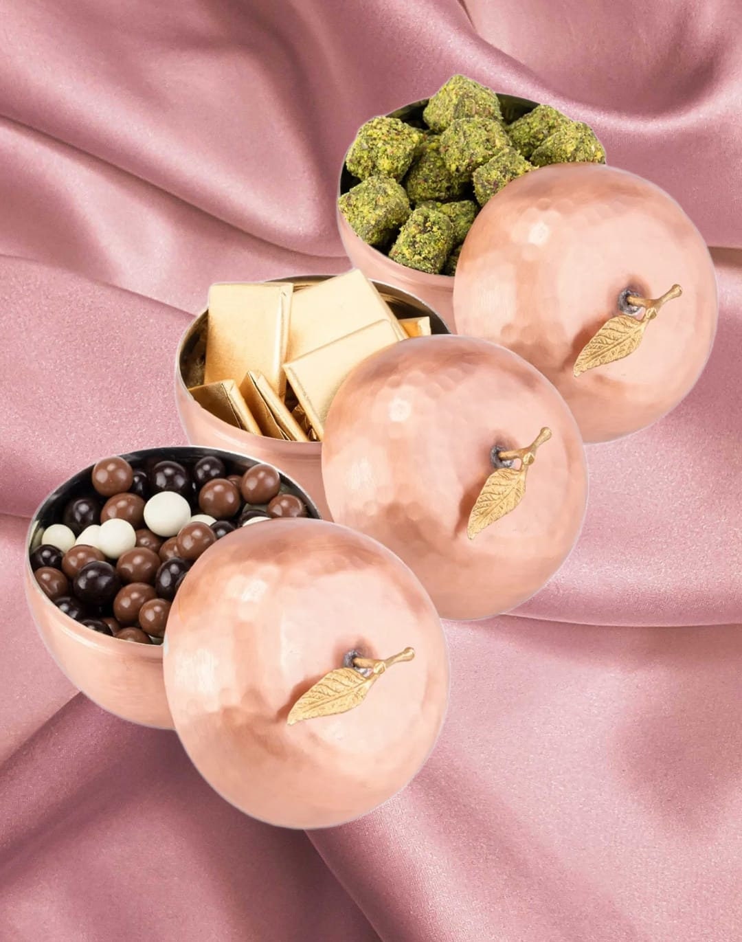 Hammered Copper Mini Bowls W/lid,apple Shape Cute Snack Bowl,compact ...