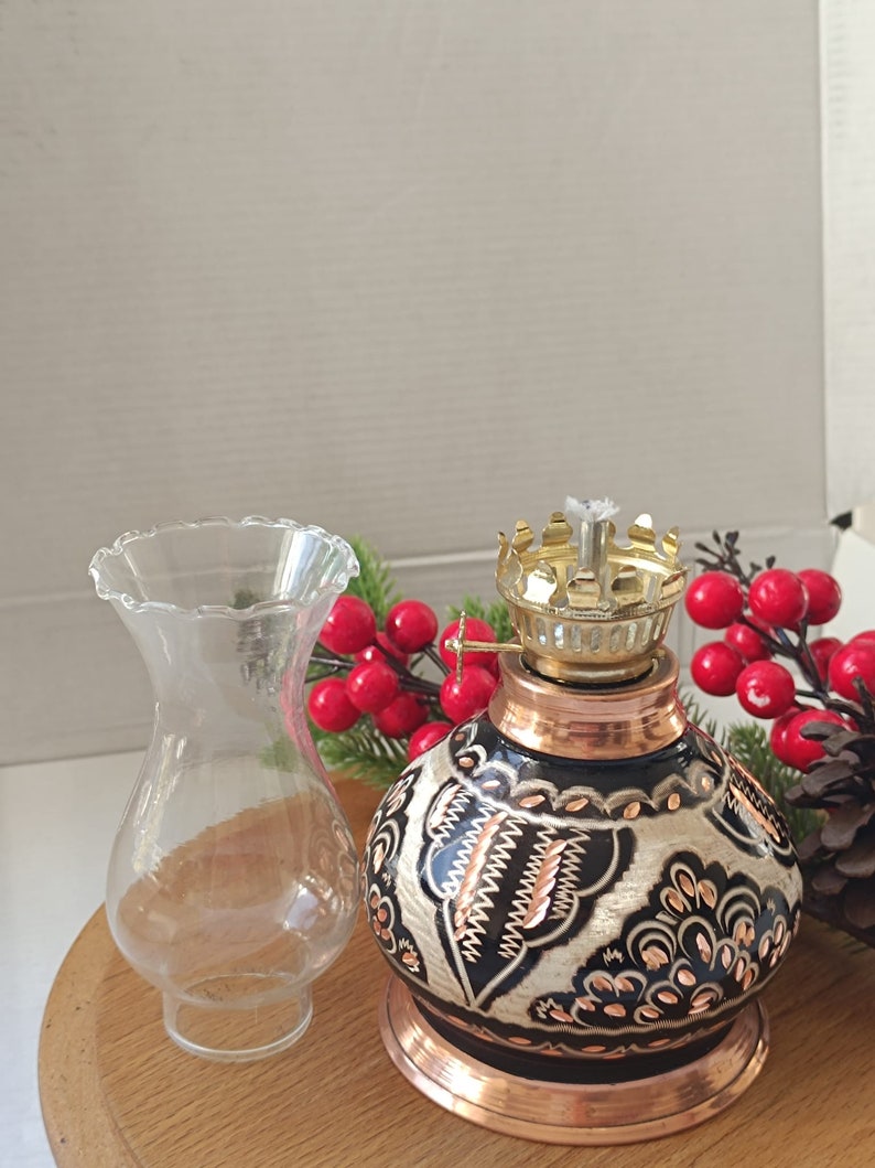 Authentic Handmade Copper Oil Kerosene Lamp,vintage Miniature Lighting ...