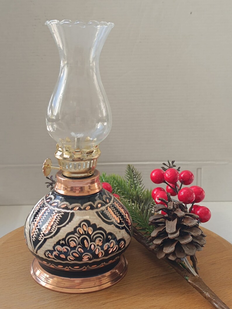 Authentic Handmade Copper Oil Kerosene Lamp,vintage Miniature Lighting ...