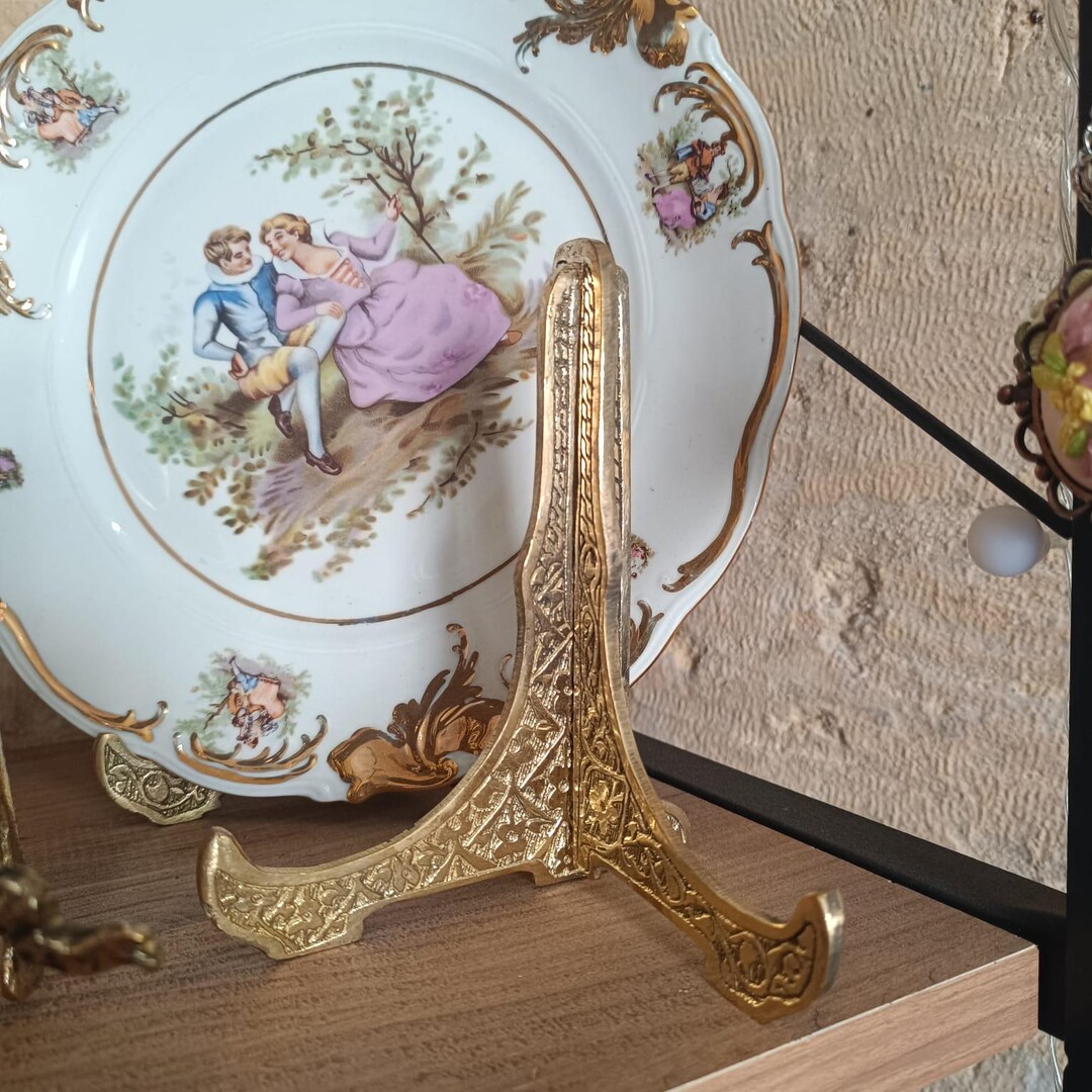 Small Gold Brass Easel,v Shaped Plate Holder,display Stand,support ...