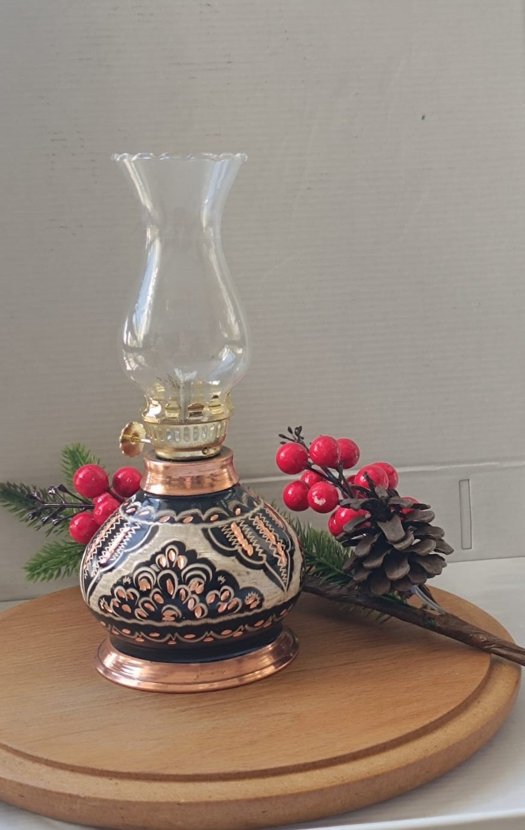 Authentic Handmade Copper Oil Kerosene Lamp,vintage Miniature Lighting ...