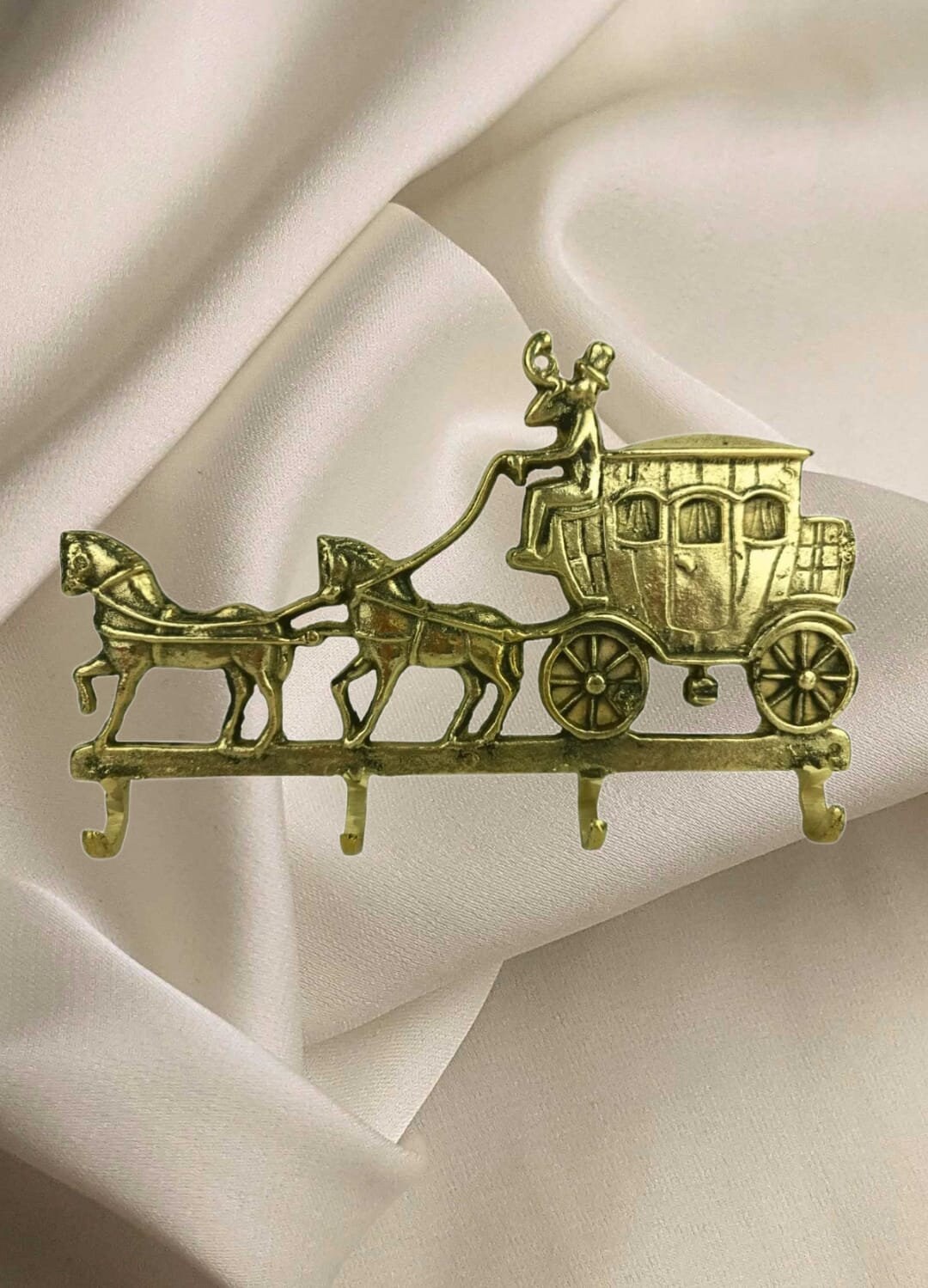 Handmade Brass Gold Key Holder and Hanger,4 Hook Tail Key Fob,horse and ...