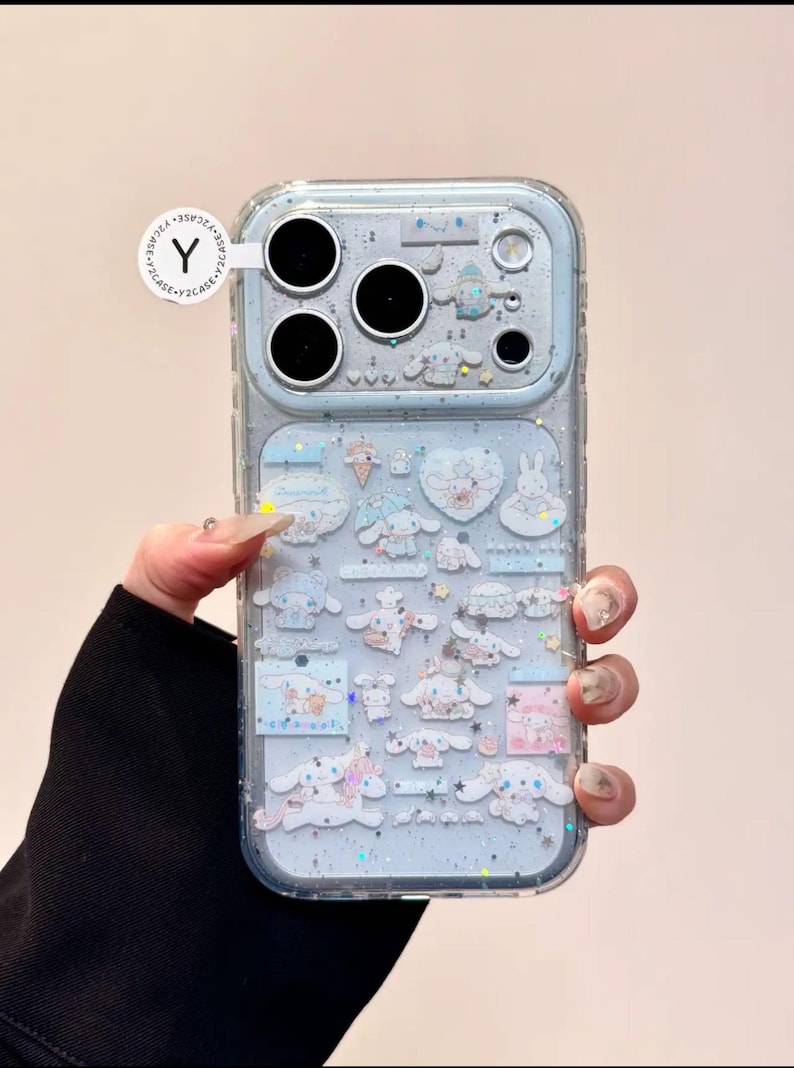 Cute Cinnamoroll Sky Glitter iPhone 17 16 15 14 13 Pro Max Plus Case ...