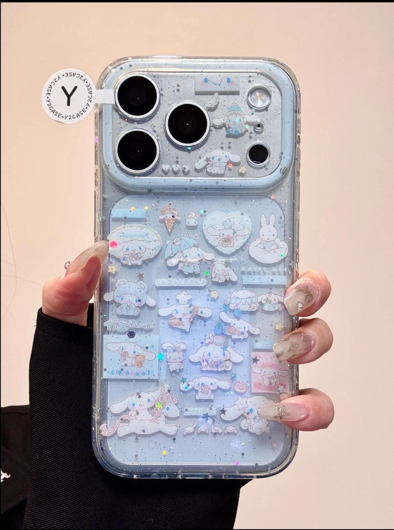 Cute Cinnamoroll Sky Glitter iPhone 17 16 15 14 13 Pro Max Plus Case ...