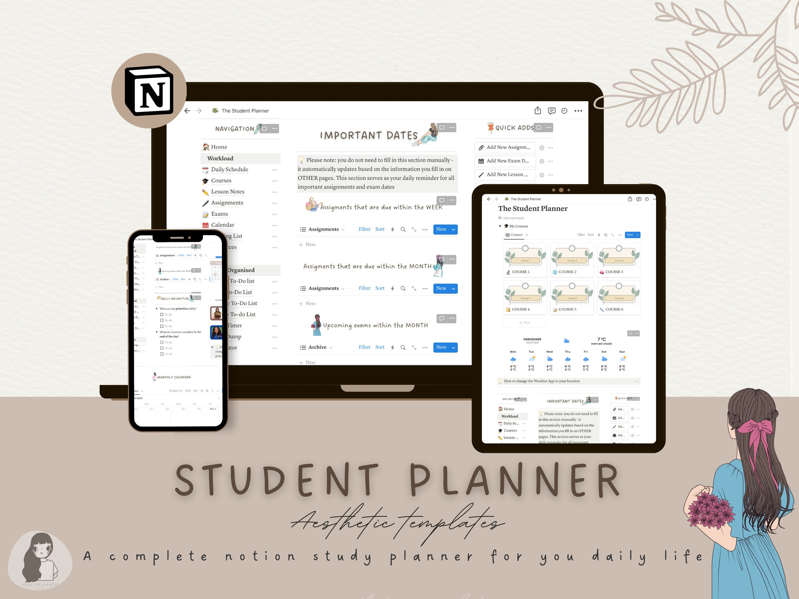 Notion Template Student Planner, Academic Planner for Notion, School ...