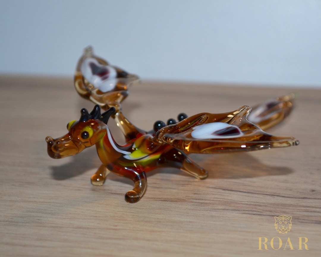 Glass Dragon Figurine Glass Dragon Sculpture Glass Decor - Etsy