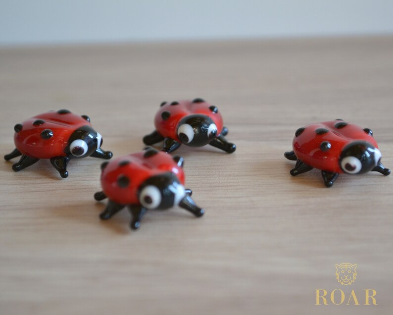 4PSC Glass Ladybugs Figurines, Glass Ladybugs Sculpture, Glass Animal ...