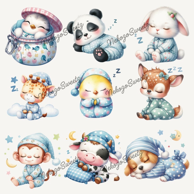 Little Animals Sleeping Collection: Clipart, Cute Animals, Sleepy Baby ...