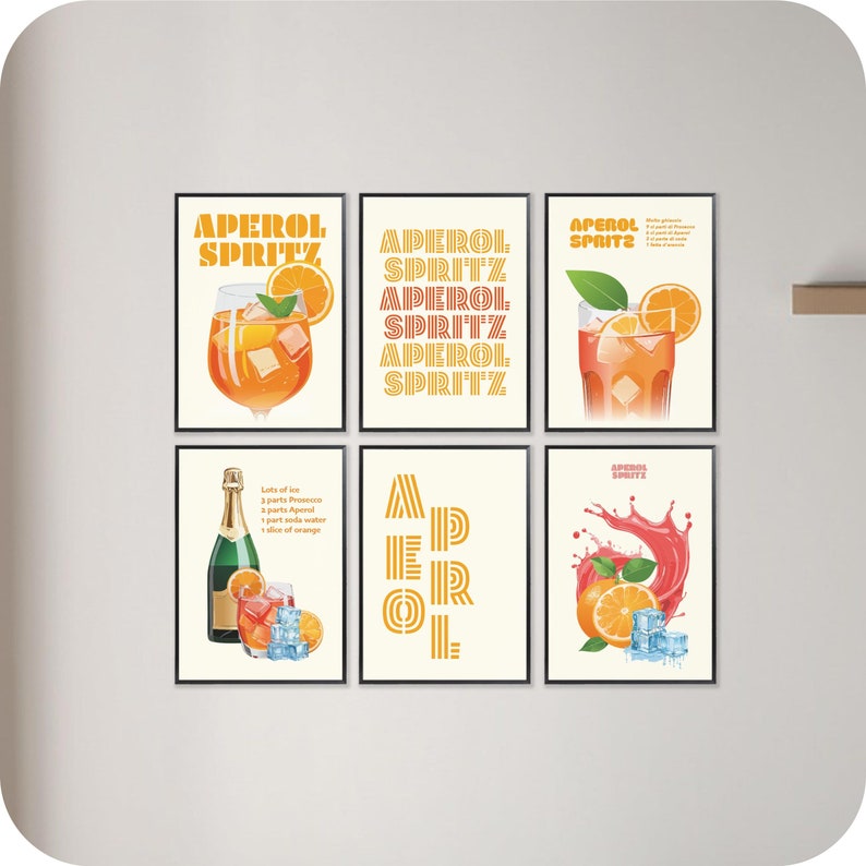 Premium Aperol Spritz Poster Set (6 Pieces, DIN A4) | Cocktail Posters ...