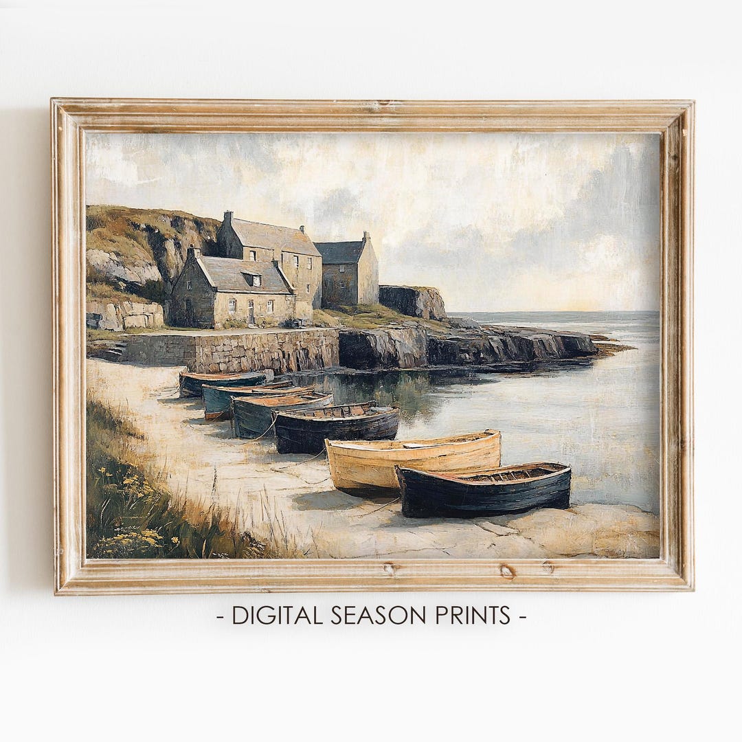 Irish Wall Art, Printable Ireland Wall Decor, Fishing Village Landscape ...