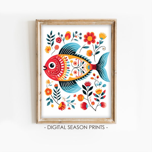 Folk Art Fish - Etsy