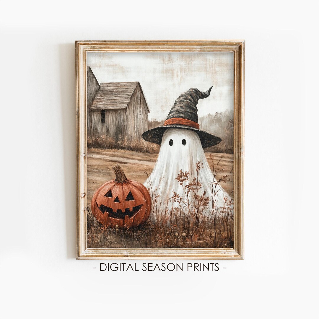 Ghosts Print, Printable Vintage Halloween Wall Art, Rustic Ghost With ...