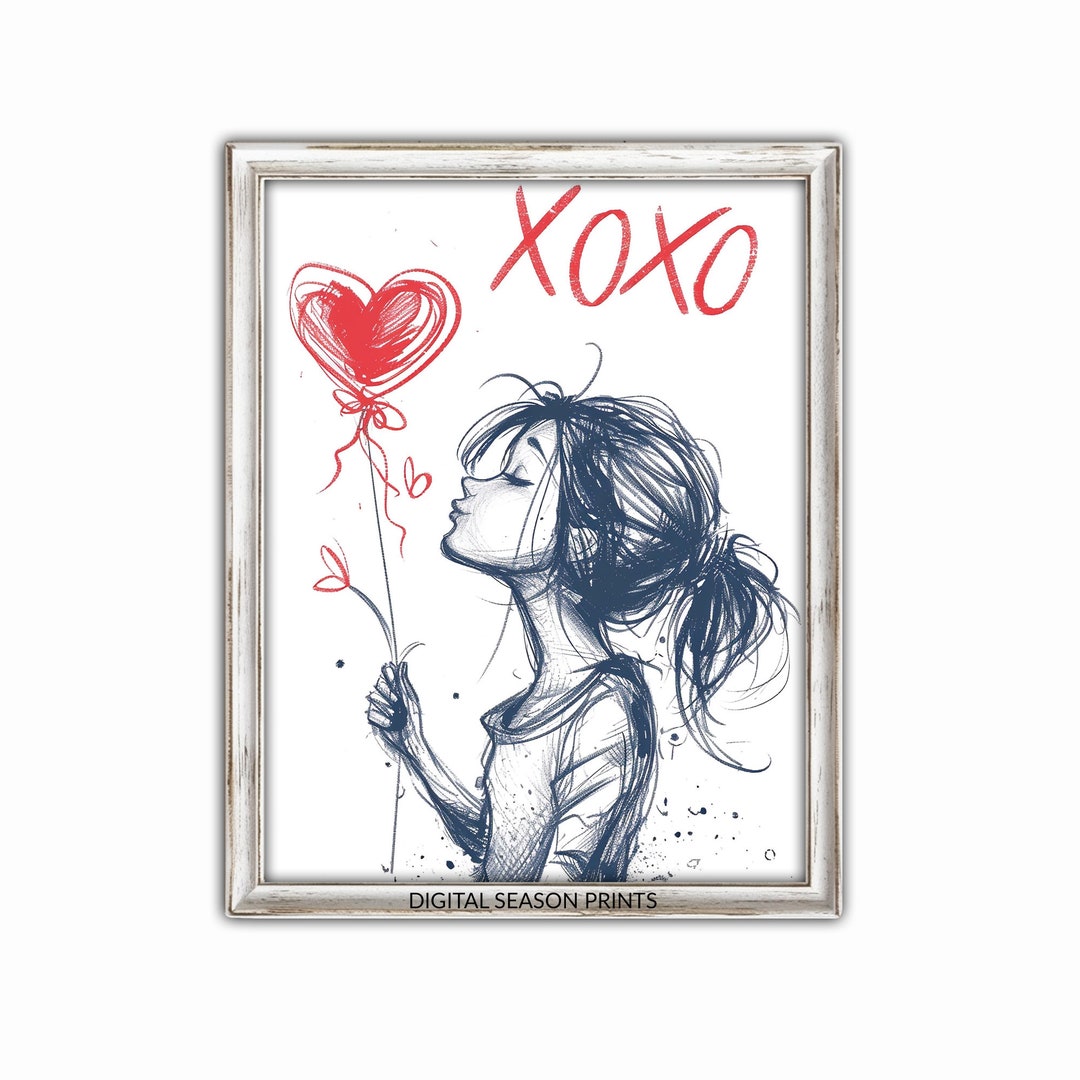 Romantic Painting, XOXO Print, I Love You Wall Art, Teen Girl Room ...