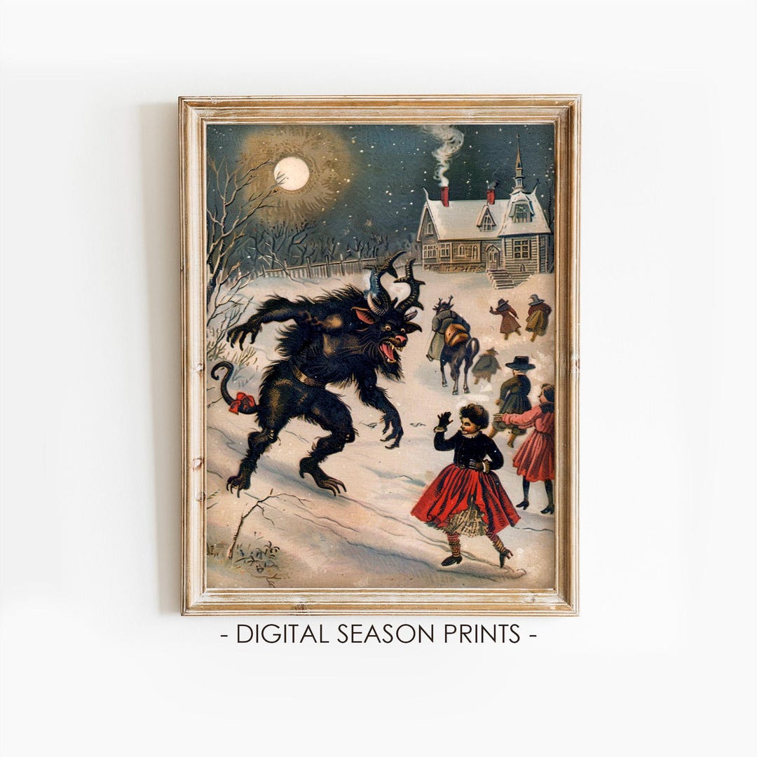Vintage Krampus Print, Printable Creepy Christmas Wall Art, Spooky ...