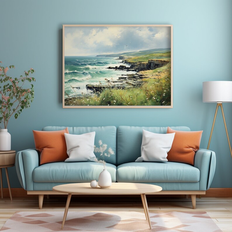 Cliffs of Donegal Wall Art Print, Vintage Irish Coastal Ocean Landscape ...