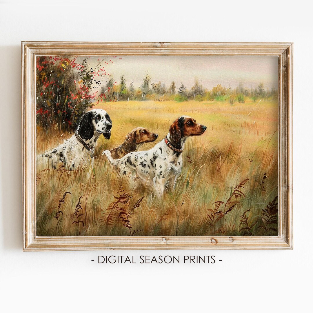 English Setter Print, Printable Hunting Dog Wall Art, Vintage Farmhouse ...