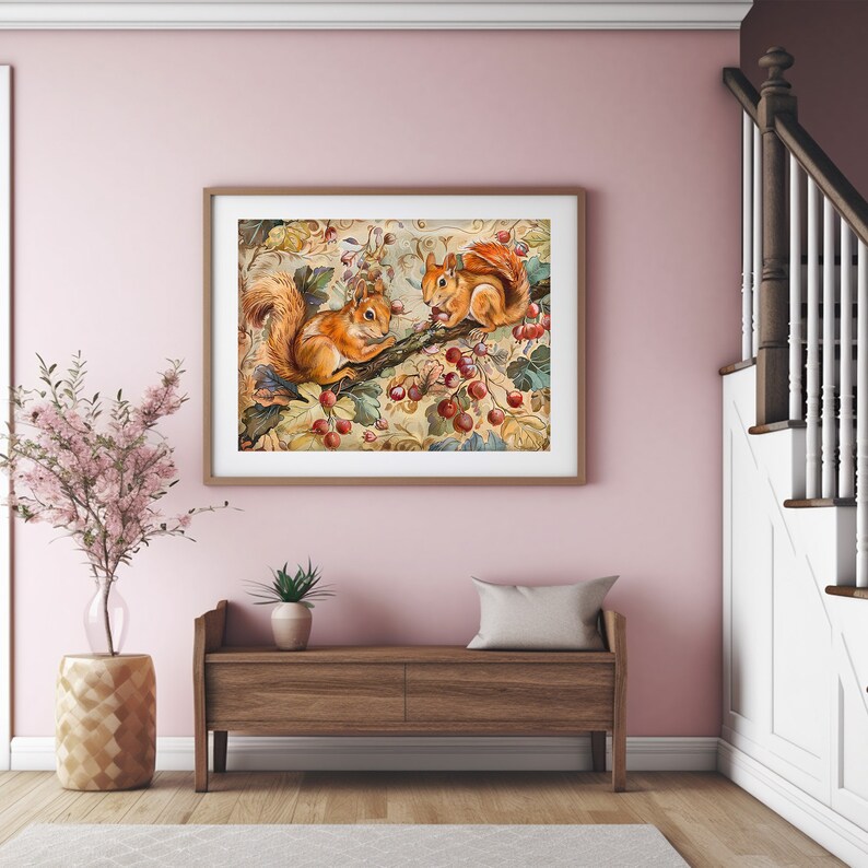 Squirrel Print, Folk Art Bird, Khokhloma Painting, Folk Art Ornament ...