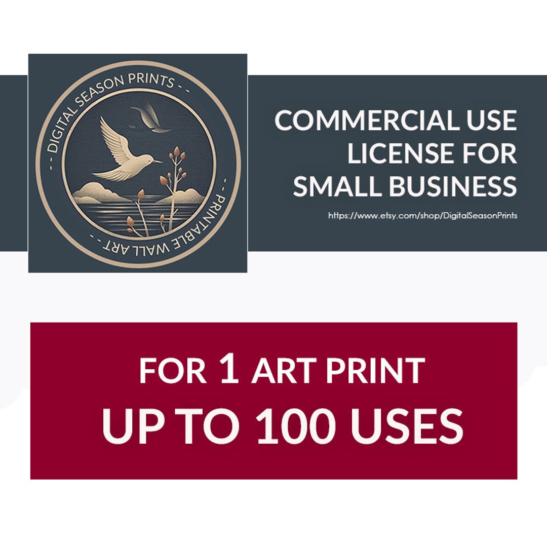 Commercial Use License for Small Businesses: 1 Print up to 100 Uses - Etsy