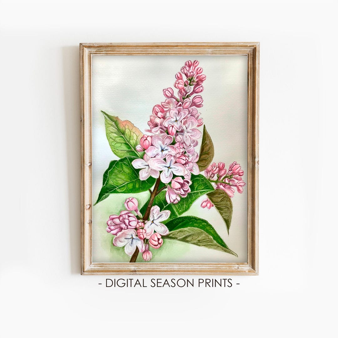 Lilac Print, Printable Flower Wall Art, Vintage Farmhouse Decor ...