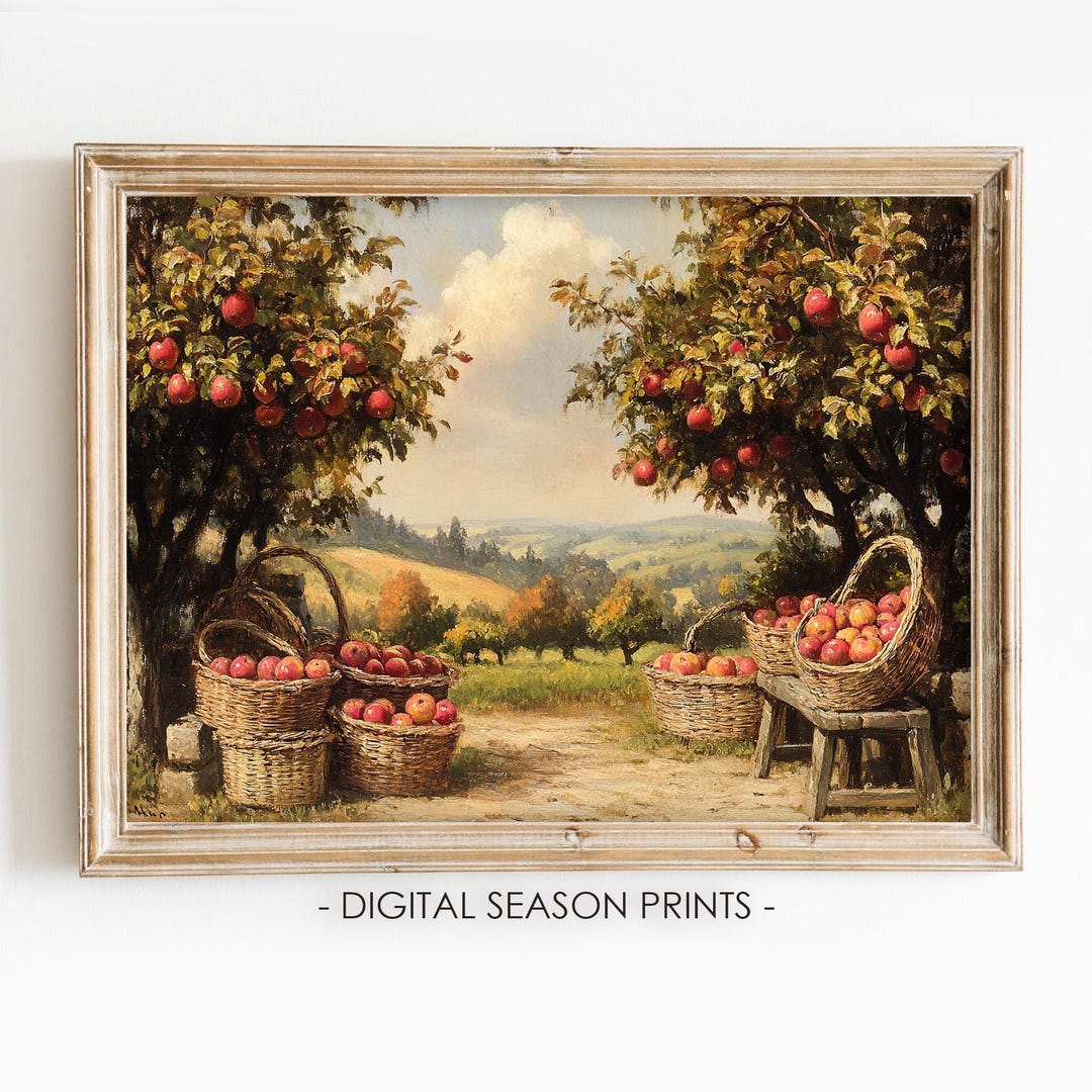 Fall Art Printable Harvest Wall Art, Autumn Print, Apple Tree Fall ...