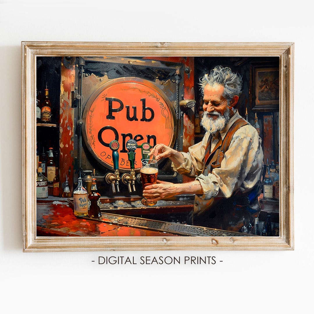 Irish Pub Print, Vintage St Patrick’s Day Bar Scene Printable Wall Art ...