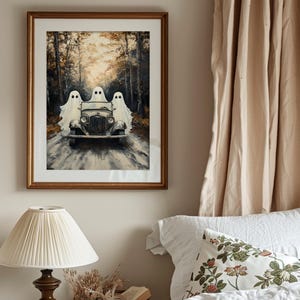 Printable Halloween Wall Art, Ghost Driving Car Painting, Dark ...
