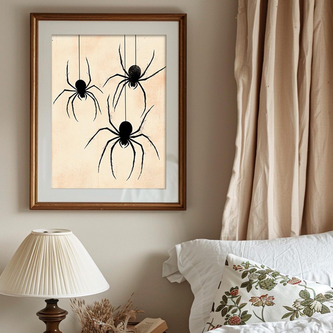 Printable Halloween Wall Art, Spider Painting, Farmhouse Decor, Spooky ...