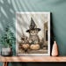 Halloween Witch Cat Print, Printable Vintage Halloween Wall Art ...