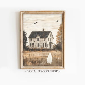 Haunted House Print, Printable Ghost Haunted Mansion Painting, Vintage ...