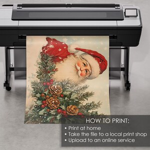 Retro Santa Claus Print, Printable Vintage Christmas Wall Art ...