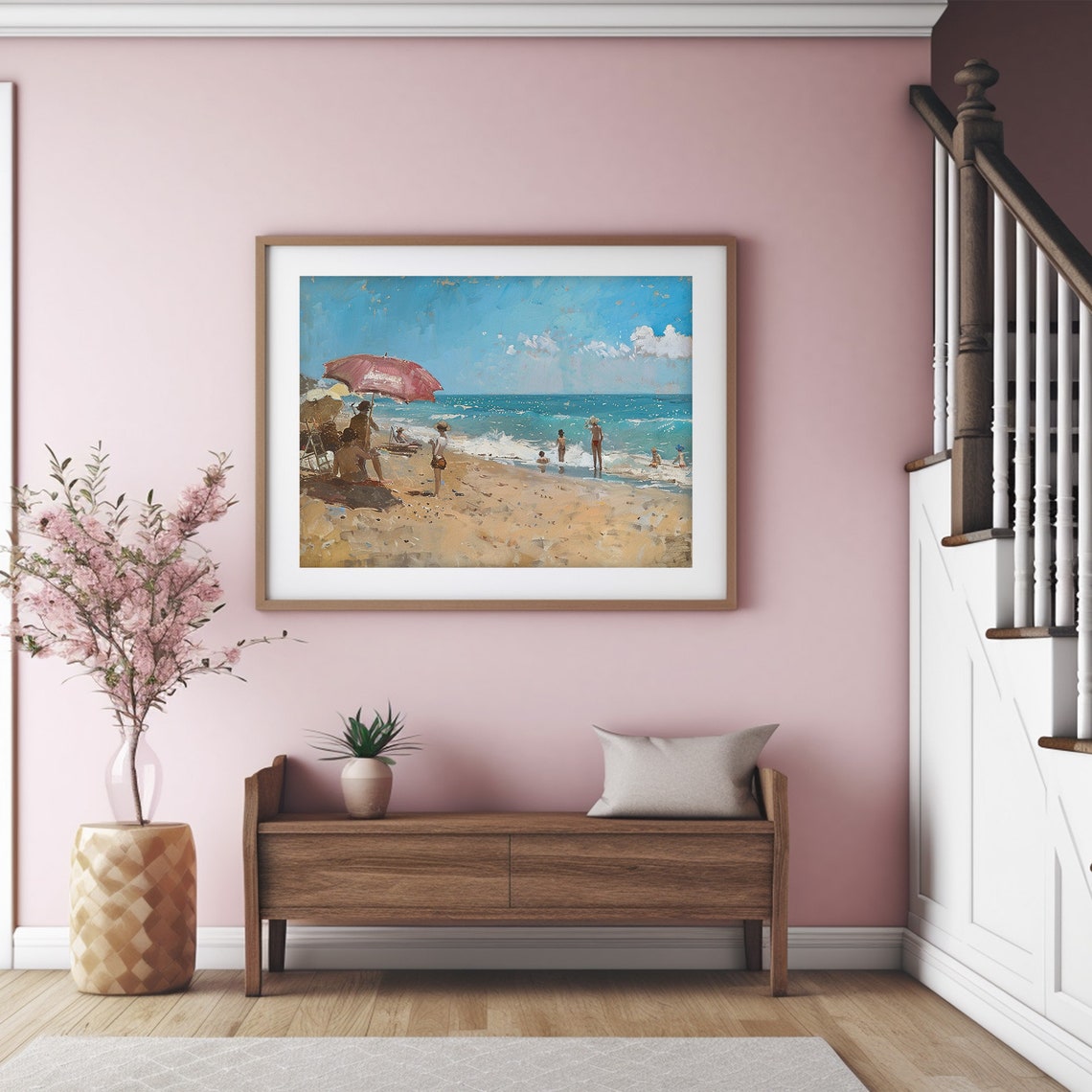 Printable Summer People on the Beach Print, Coastal Summer Vacation ...