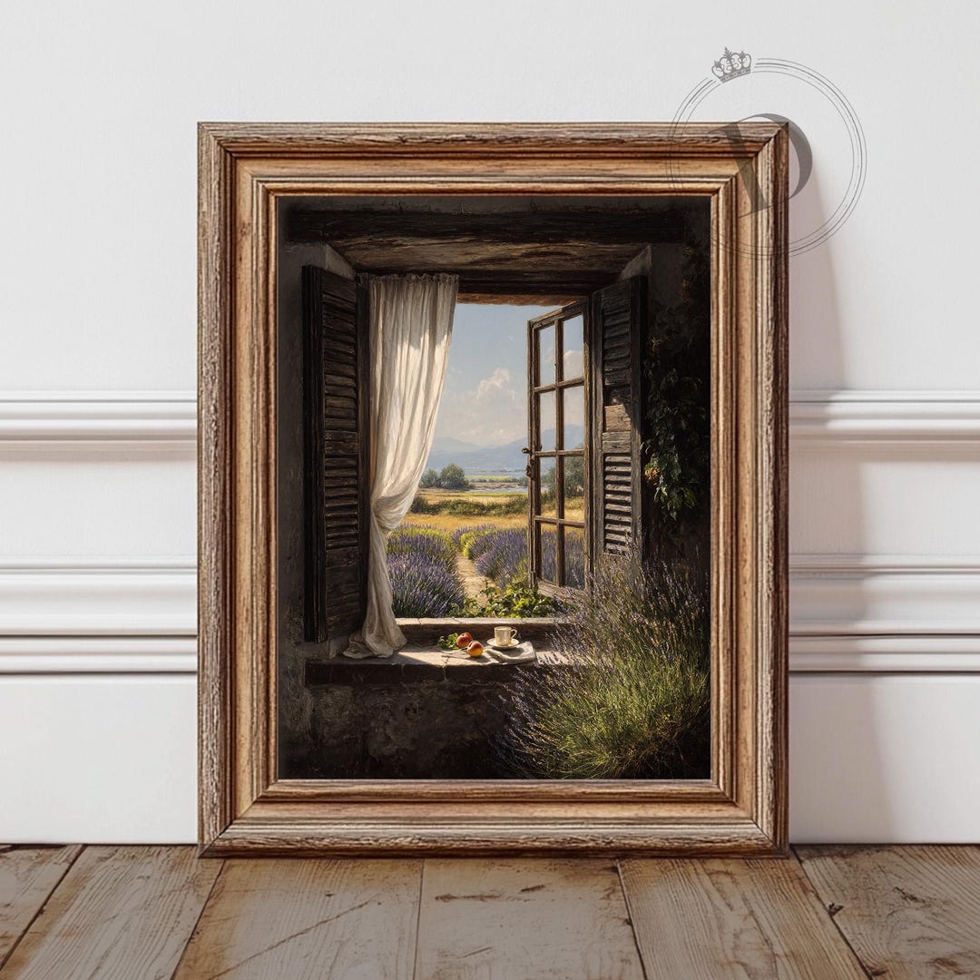 French Country Window Art, Printable Summer Wall Art, Lavender Field ...