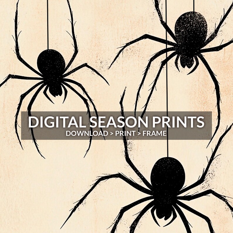 Printable Halloween Wall Art, Spider Painting, Farmhouse Decor, Spooky ...