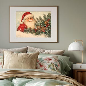 Retro Santa Claus Print, Printable Vintage Christmas Wall Art ...