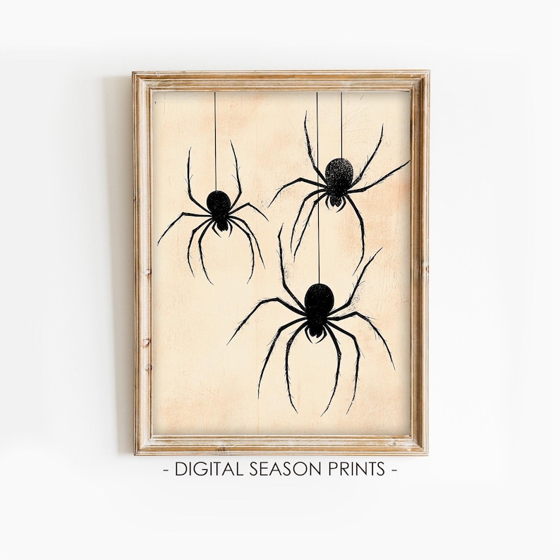 Printable Halloween Wall Art, Spider Painting, Farmhouse Decor, Spooky ...