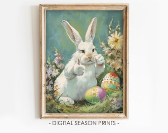 Steampunk Spring Bunny Rabbit Printable, Dark Spring Decor, Vintage ...
